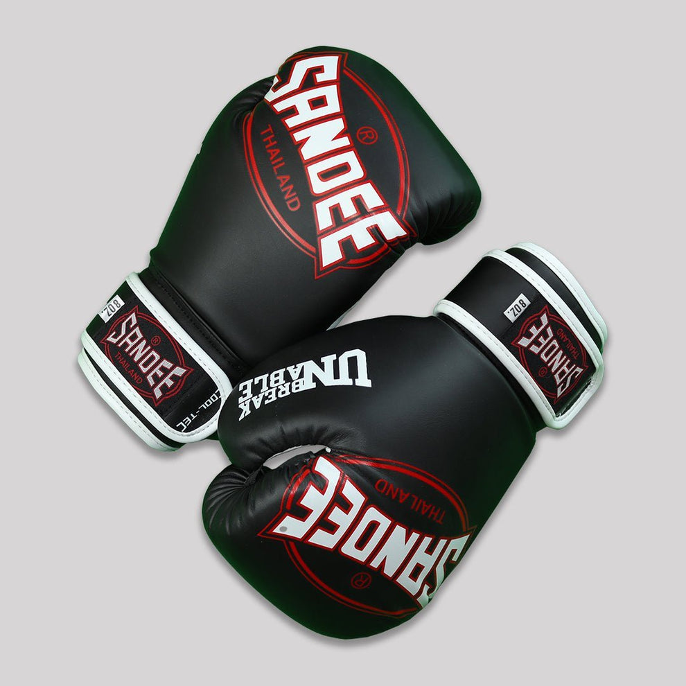 Sandee Cool-Tec Velcro Synthetic Leather Boxing Gloves - Black - Stone ...